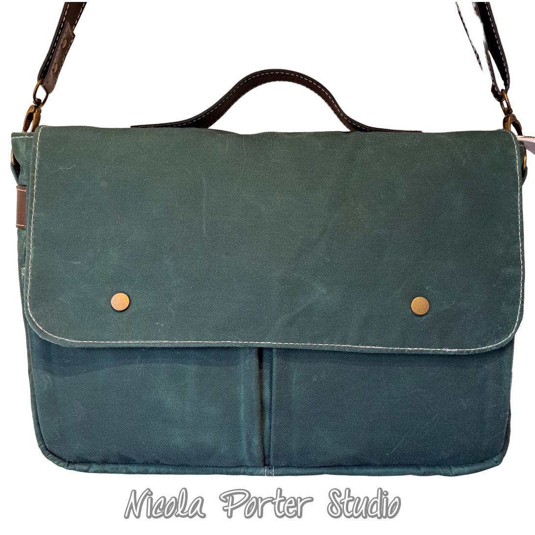 Handmade Waxed Green Messenger Bag – Nicola Porter Studio